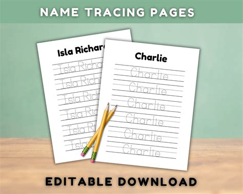 Name Tracing Template Editable Trace Name Handwriting Practice Name Tracing Board Name