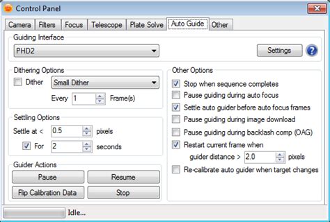 autoguider not settling with wrong parameters sequence generator