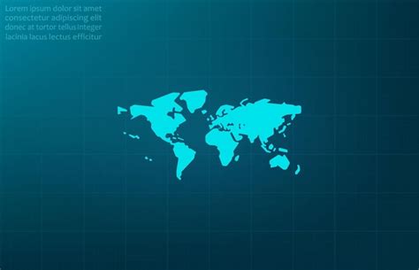 세계 지형 지도 파란색 배경에 표시된 터 기호 Eps 10 프리미엄 벡터