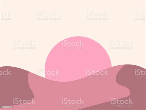 미니멀 한 스타일의 산 풍경 일출과 일몰 붉은 태양 인쇄물 포스터 및 인테리어 디자인을 위한 보호 장식 미드 센추리 모던 장식 트렌드 스타일 벡터 일러스트레이션 단일