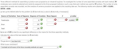Solved Three Different Methods For Assembling A Product Were