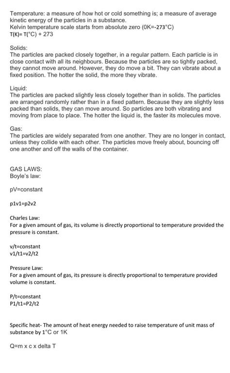 Formula Sheet For Physics R Igcse