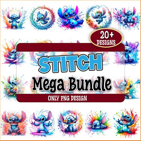 Stitch Watercolor Png Bundle Lilo And Stitch Live Action Png Stitch