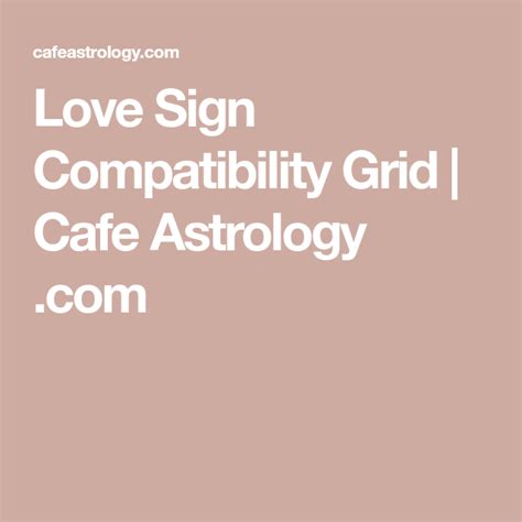 Love Sign Compatibility Grid Cafe Astrology Com Signs Compatibility Love Signs Signs