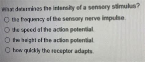 Answered What Determines The Intensity Of A Sensory Stimulus O The