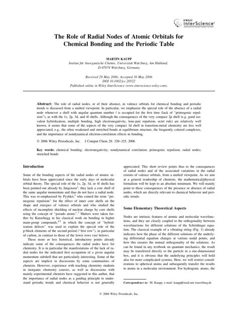 The Role Of Radial Nodes Of Atomic Orbitals For Chemical Bonding