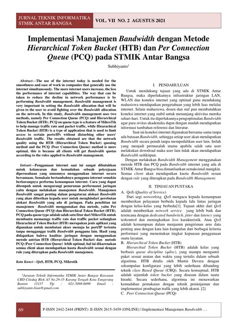 Pdf Implementasi Manajemen Bandwidth Dengan Metode Hierarchical Token