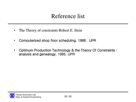 Ppt Implementing Toc Theory Of Constraints In A Manufacturing Environment 1999 3 25 자동화