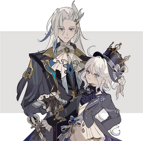 Furina And Neuvillette Genshin Impact Drawn By Note Nii Danbooru