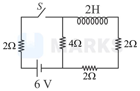 For The Given Circuit The Current Through Battery Of 6 V Just After