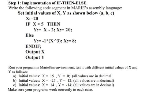 Step 1 Implementation Of If Then Else Write The