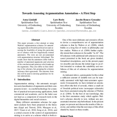 Towards Assessing Argumentation Annotation A First Step Acl Anthology