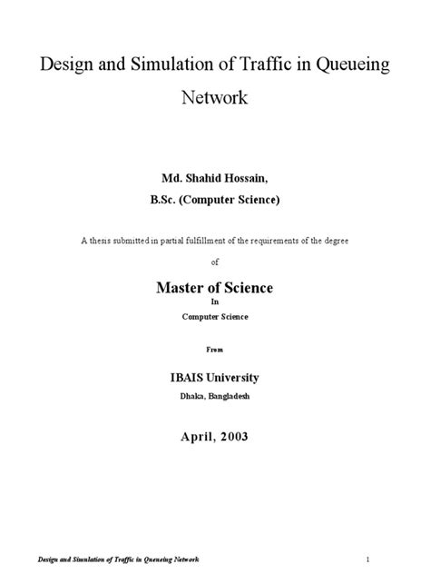 Design And Simulation Of Traffic In Queueing Network Pdf Network Congestion Applied