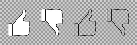 엄지 손가락 위로 엄지 손가락 아래로 좋아요와 싫어하는 라인 아이콘 개요 추천 아이콘입니다 투명한 배경에 고립된 흰색과 검은색