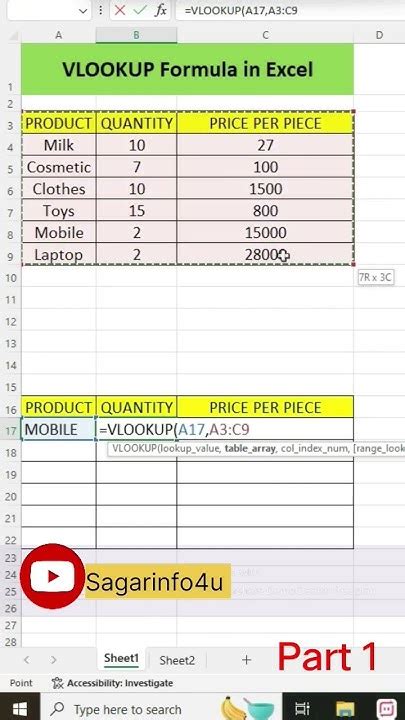 Easy Vlookup Lexceltips Shorts Shortsvideo Sagarinfo4u Exceltech Exceltricks Smartexcel