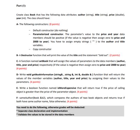 Solved Part Create Class Book That Has The Following Chegg