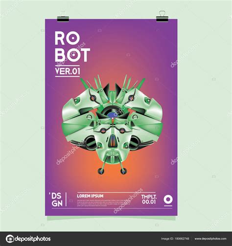 Vector Realistic Robot Illustration Robot Toys Design Festival Poster Template Stock Vector