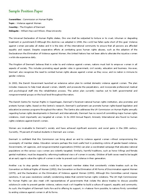 Position Paper Examples Model Un Position Paper Sample Sharedoc Z Junction