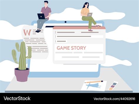 Game Development People Programming Gaming Script Vector Image
