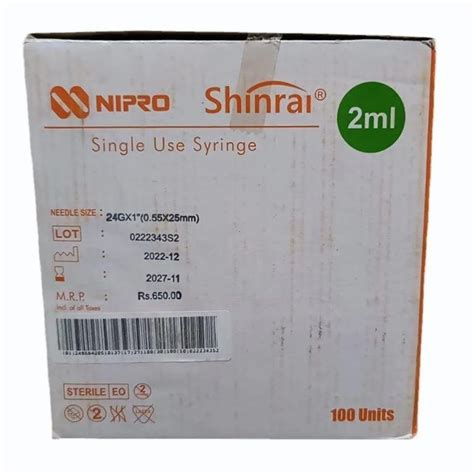 Central Luer Slip 2ml Nipro Shinrai Syringe 24g 100 Piece At Rs 200 Box In Bahraich