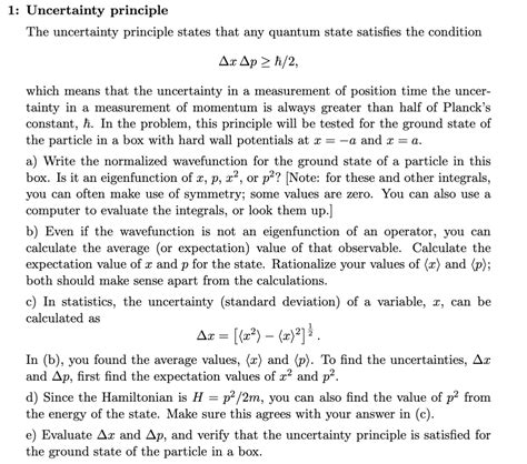 Solved Uncertainty PrincipleThe Uncertainty Principle Chegg