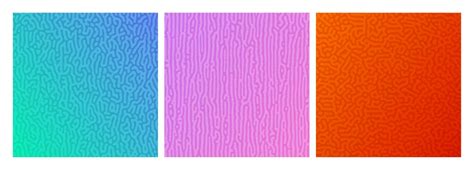 Set Of Three Colorful Turing Reaction Gradient Backgrounds Abstract