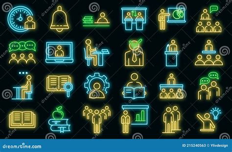 Lecture Class Icons Set Vector Neon Stock Vector Illustration Of Professor Thin 215240563