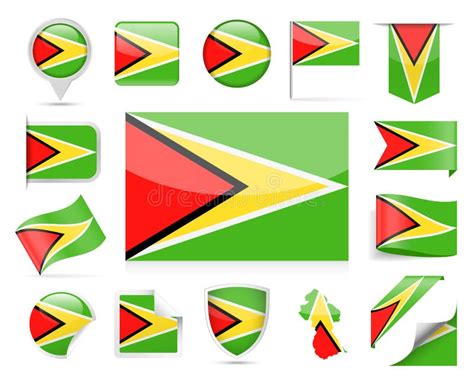 Guyana Flag Vector Set Stock Illustration Illustration Of Round