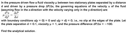Solved In The Pressure Driven Flow A Fluid Viscosity μ
