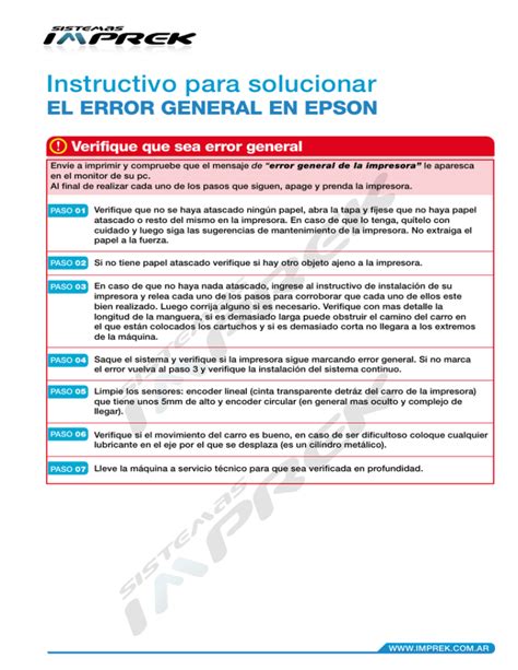 Solucion De Error General Epson