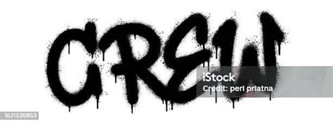 스프레이 페인티드 그래피티 크루 워드 스프레이 흰색 배경으로 격리 그래피티 폰트 제작진은 흰색 위에 검은색으로 스프레이를