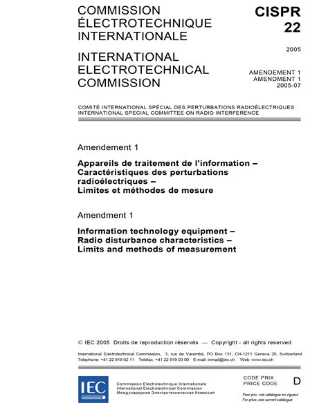 CISPR Amd Ed B Amendment Information Technology Equipment Radio