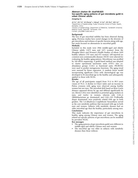 Pdf Sex Specific Aging Patterns Of Gut Microbiota Guild In Urban