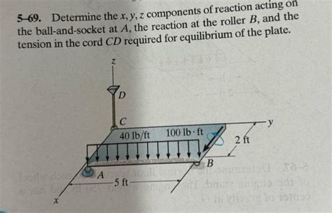 Solved 5 69 Determine The X Y Z Components Of Reaction