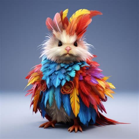 Premium Photo Colorful Rat Adorned In Feathers A Playful And Conceptual Vray Tracing Artwork