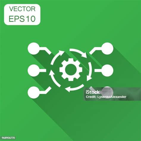 평면 스타일에 알고리즘 Api 소프트웨어 벡터 아이콘 긴 그림자와 화살표 일러스트와 함께 비즈니스 장치입니다 알고리즘 개념입니다