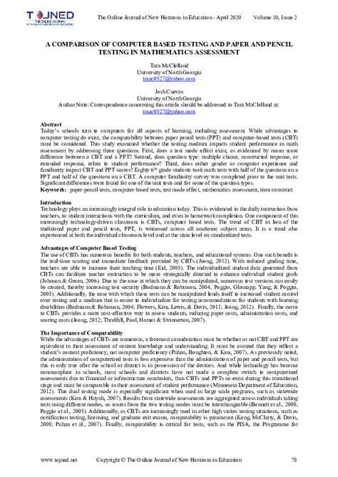 Pdf A Comparison Of Computer Based Testing And Paper And Pencil
