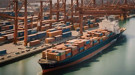 Container Cargo Freight Ship Docks At Port Surrounded By Cranes And Containers Symbolizing