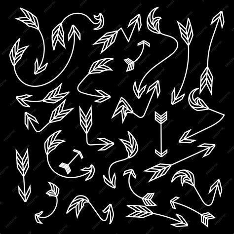 Premium Vector Set Of White Drawn Arrows Arrows Icons On Black
