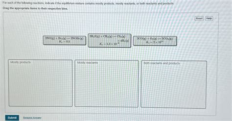 solved for each of the following reactions indicate if the
