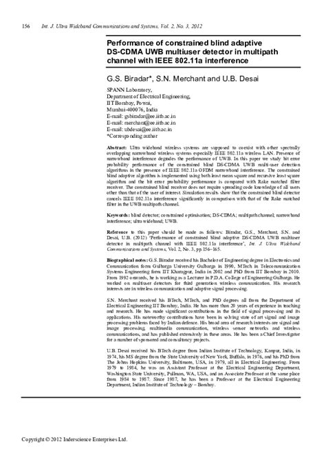 Pdf Performance Of Constrained Blind Adaptive Ds Cdma Uwb Multiuser Detector In Multipath