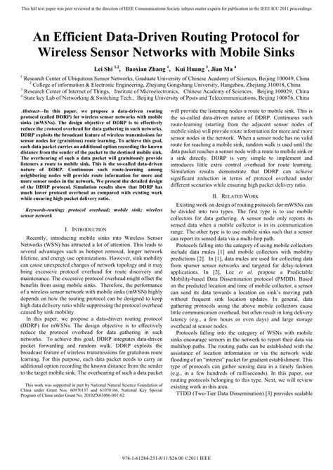 Pdf An Efficient Data Driven Routing Protocol For Wireless Sensor Networks With Mobile Sinks