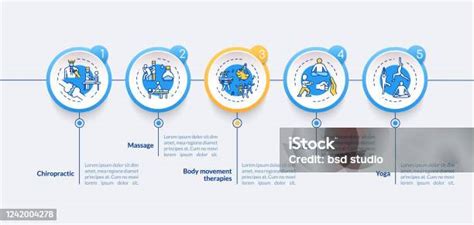 감각 의학 벡터 인포 그래픽 템플릿입니다 보완 치료 프리젠 테이션 디자인 요소 5단계로 데이터 시각화 프로세스 타임 라인 차트 선형 아이콘이 있는 워크플로 레이아웃 5에
