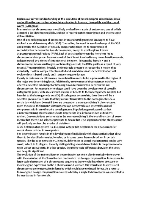 Explain Our Current Understanding Of The Evolution Of Heteromorphic Sex