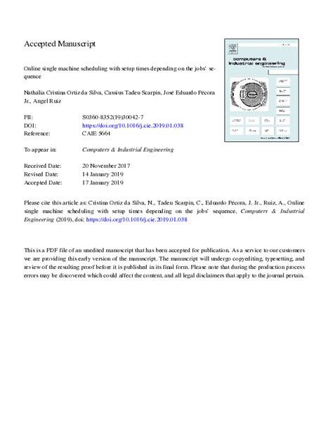 Pdf Dynamic Job Scheduling With Sequence Setup Times