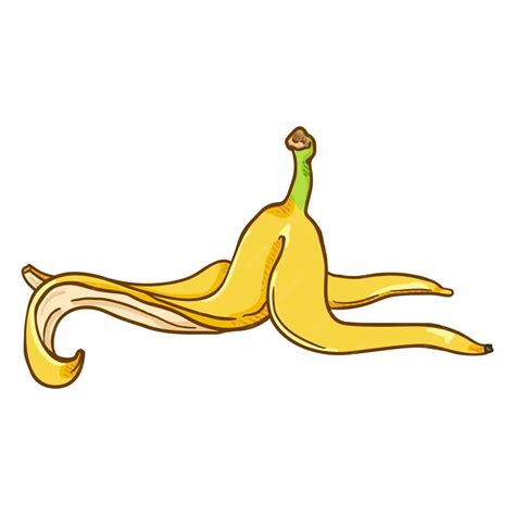 Cáscara De Plátano Amarillo De Dibujos Animados De Vector Vector Premium