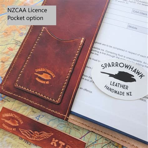Sparrowhawk Leather Handmade Pilot Logbook Cover Nzcaa Casa Name Wings Sparrowhawk Leather Nz