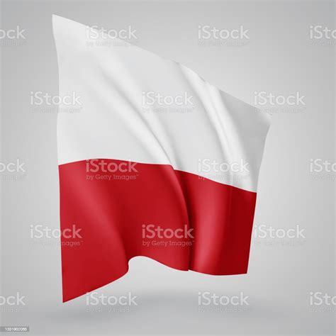 흰색 배경에 바람에 흔들리는 파도와 굴곡 벡터 플래그 독립에 대한 스톡 벡터 아트 및 기타 이미지 독립 폴란드 3차원