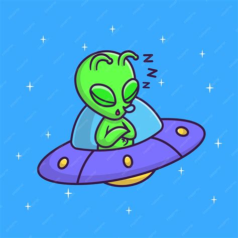 Premium Vector Cute Alien Sleeping On Ufo Cartoon Vector Icon