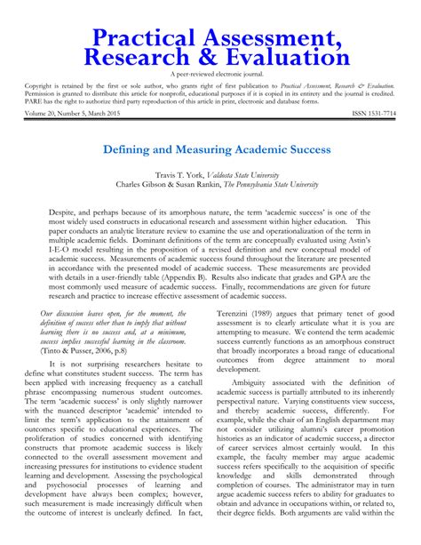 Pdf Defining And Measuring Academic Success